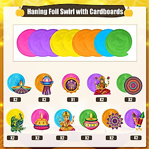 51 Pcs Happy Diwali Hanging Swirls Diwali Lights Party Hanging Swirls Deepavali Party Hanging Decorations Diwali Festival Hanging Decorations for Indian Diwali Deepavali Light Festival Party Supplies