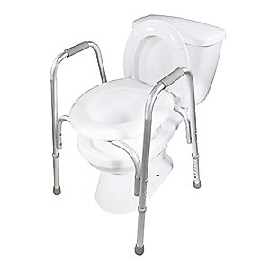 PCP Raised Toilet Seat and Safety Frame (Two-in-One), Adjustable Rise Height, Secure Elevated Lift Over Bowl, Made in USA, Regular