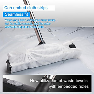 Pet Hair Rubber Broom with Carpet Rake and Squeegee, 2 in 1 Floor Brush for Carpet, 58 inch Adjustable Handle,Silicone Broom Black