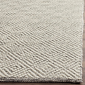 SAFAVIEH Natura Collection Area Rug - 9' x 12', Ivory & Light Grey, Handmade Wool, Ideal for High Traffic Areas in Living Room, Bedroom (NAT503A)