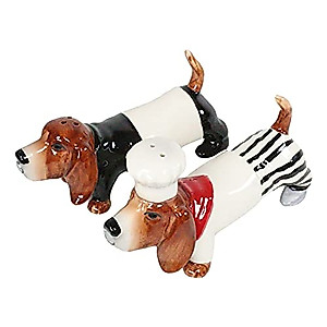 "Home Décor Accents" French Basset Hound Chef And Butler Dogs Ceramic Salt Pepper Shakers Set - Home Accents 33-kl1-8995