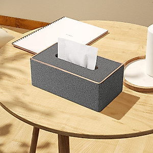 Tissue Box Cover Rectangular, PU Leather Tissue Box Holder for Kleenex,Napkin,Tissue Box Covers Rectangle for Bathroom Car Home Office Decorative 9.84"X5.23"X3.77" Grey