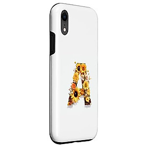 iPhone XR Letter A Initial Monogram Sunflower Minimalist Women Yellow Case