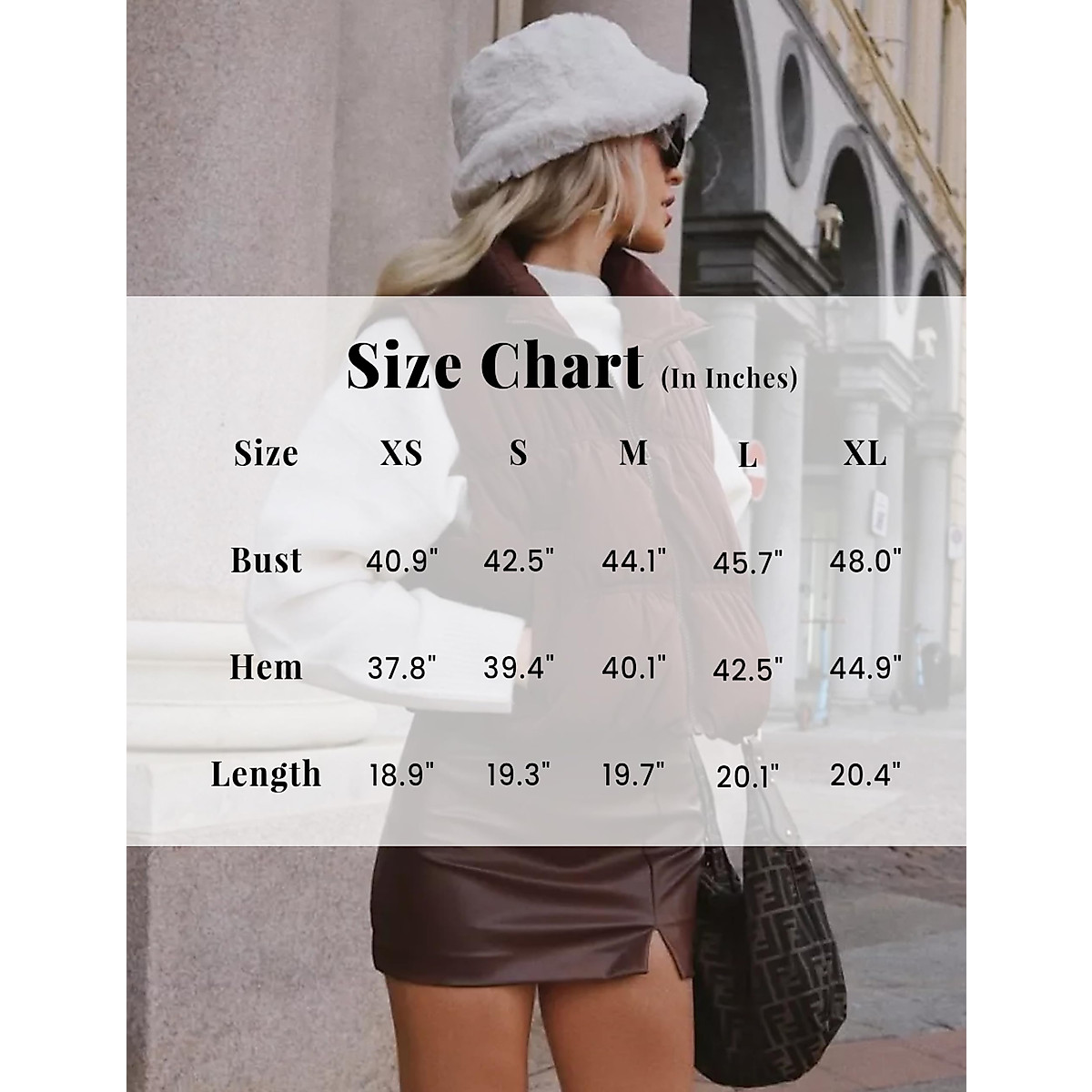 UANEO Womens Cropped Puffer Vest Zip Up Stand Collar Sleeveless Padded Cropped Vest (Brown-M)