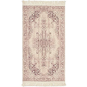 French Connection Montana Vegetable Dyed Cotton, 3 x 5 ft Accent Rug, 3 ft ft, Blush