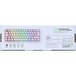 60% Compact Type c - Usb Wired Mechanical Keyboard UK, Blue Switch, RGB Backlit Rainbow LED, Anti-Ghosting, Media Keys, Laser carving, Ergonomic Aesthetic, for Computer PC Laptop PS4 XBOX - Black