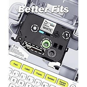 P Touch Label Tape 12mm 0.47 Laminated White Tape Replace for Brother P-Touch Label Maker Tape TZe-231 TZe231 TZe TZ Tape Work with Brother Label Maker PT-D220 PT-D210 PTH110 PT-D410 PT-1880, 4-Pack