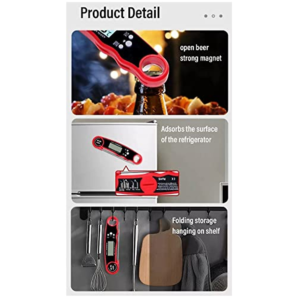 Instant Read Digital Meat Thermometer Waterproof (IP67) Read Food Thermometer for Cooking, Grilling, BBQ and Roast with Backlight Foldable Kitchen Probe Gadget.| Digital Meat Thermometer