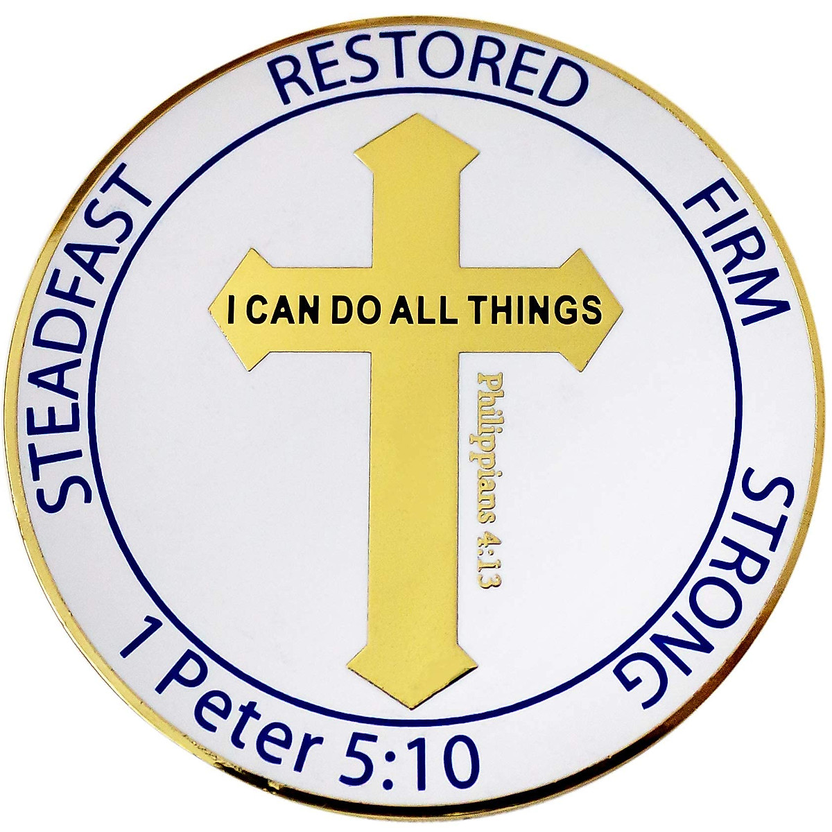 Collectible Christian Coin, for Men and Boys “I Can Do All Things” Philippians 4:13, Overcomers, Steadfast, Restored, Firm, Strong Sentiment. 2" Gold Plated Challenge Coin. Overcoming The World
