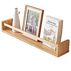TREOAKWIS Nursery Shelves, Natural Wood Nursery Floating Shelves for Wall Mounted, Wall Bookshelf for Kids,Hanging Shelf for Baby Nursery Room Decor Bathroom Decor, Kitchen Spice Rack, 24 Inch