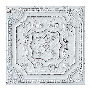 PAINTSDECOR Faux Tin Painting Panel Embellished Ceiling Tiles for Cafe Club Salon Hotel Store Bar 2'x2' PL04 Distress Crack White Black