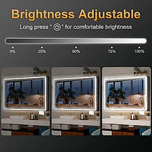 Umeiga LED Bathroom Medicine Cabinet with Light, Recessed/Surface Medicine Cabinet with Mirror 5 Storage Shelf, Defogger, Lighted Mirrored Storage Cabinet Wall Cabinet for Bathroom, Black 24x36in