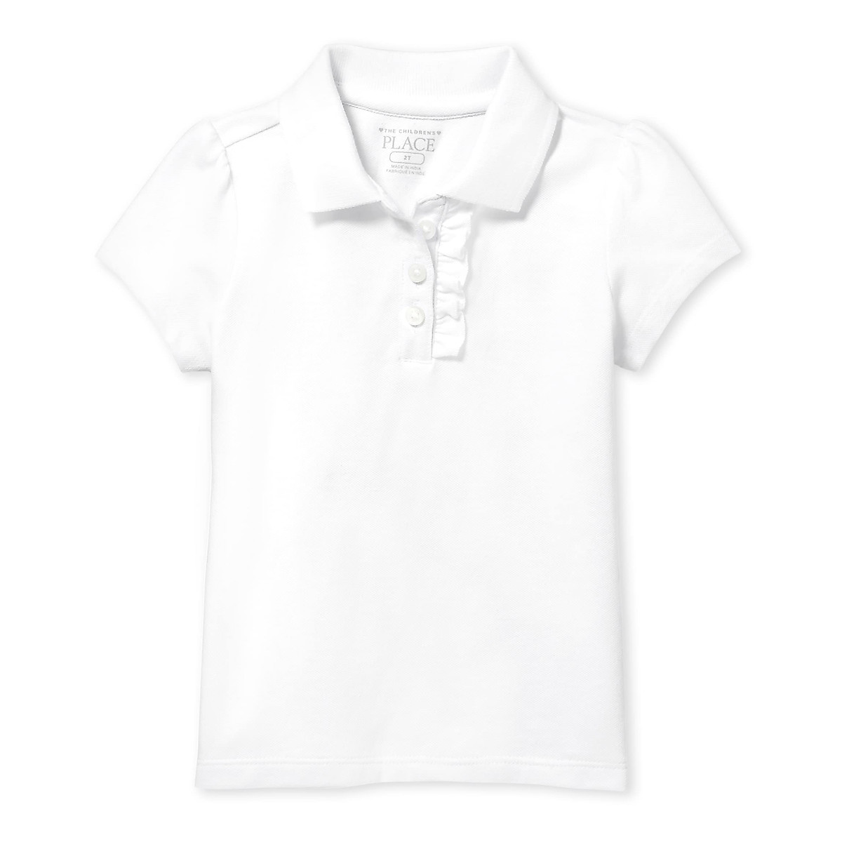 The Children's Place Baby Girls and Toddler Girls Short Sleeve Pique Polo, White, 5T
