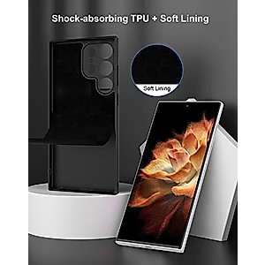 Foluu Silicone Case for Samsung Galaxy S23 Ultra, Liquid Gel Rubber Bumper Case with Soft Microfiber Lining Cushion Slim Hard Shell Shockproof Protective Cover for Galaxy S23 Ultra 5G 2023 (Black)