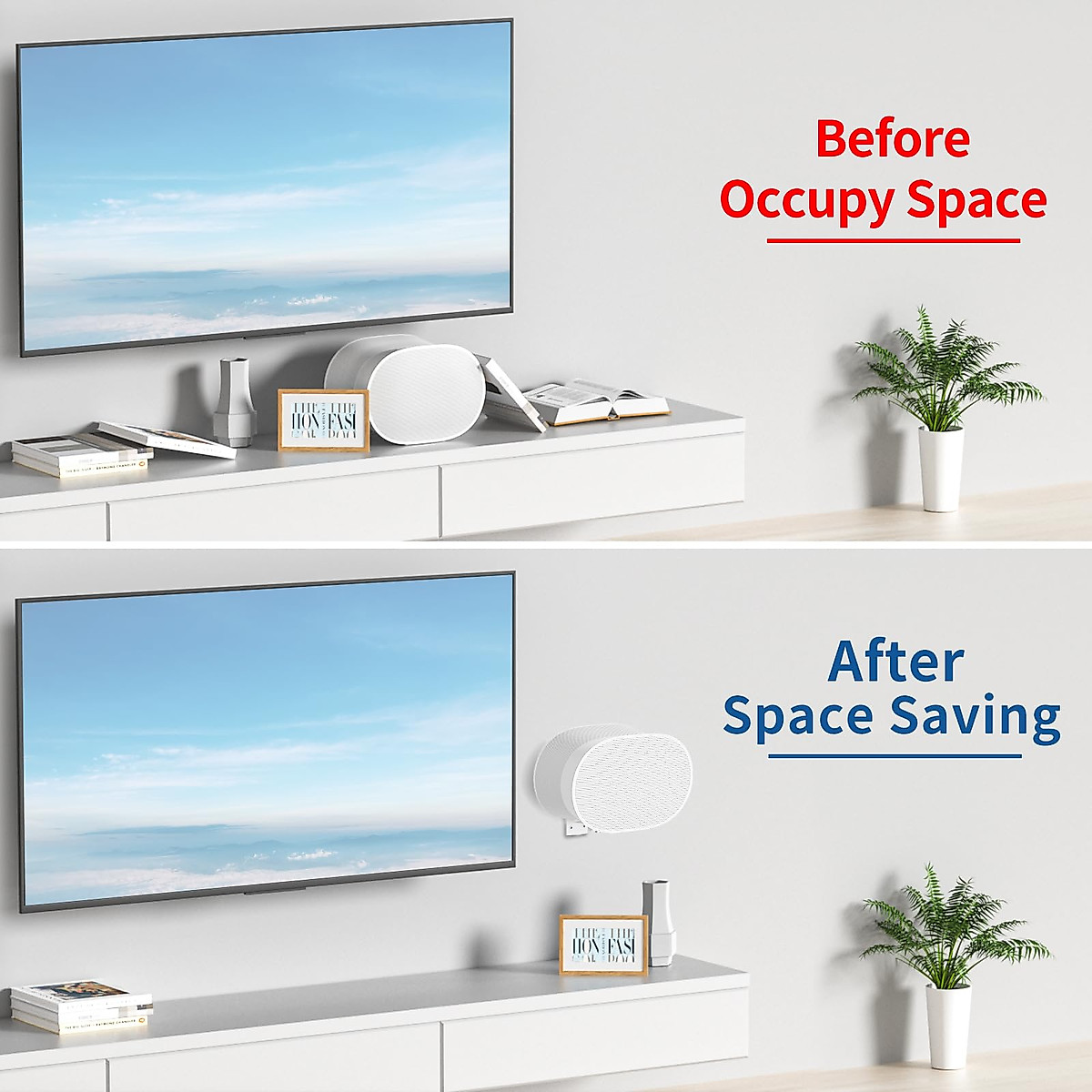 Speaker Mount Bracket for Sonos Era 300 Wall Mount Shelf with Kits Easy to Install - Metal Speaker Mount Mounting Bracket Compatible with Sonos Era 300 Mount for Saving Space, White