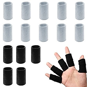 20 PCS Finger Sleeves Protectors, Sport Finger Sleeves Thumb Brace Support Finger Brace Elastic Thumb Sleeves for Relieving Pain Arthritis Trigger Finger (Black Grey)
