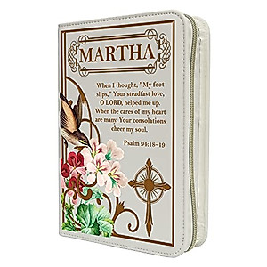 10x7 Inch Personalized Bible Cover – Create Your Own Design, Custom Bible Cover and Carrying Case with Handle – Leatherette Book Covers and Bible Case for Women - White (Design 6)