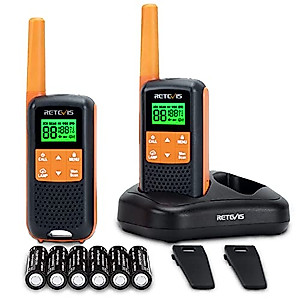 Retevis RT49 Walkie Talkies Rechargeable,IP65 Waterproof Two Way Radios for Adults, NOAA VOX Flashlight 1200mAh AA Battery, Long Range 2 Way Radio for Outdoor Hiking Camping Skiing(2 Pack)