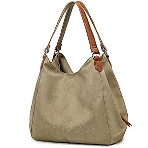 Shaelyka Women's Multi-pocket Shoulder Bag, Fashion Large Canvas Hobo Bag, Brown