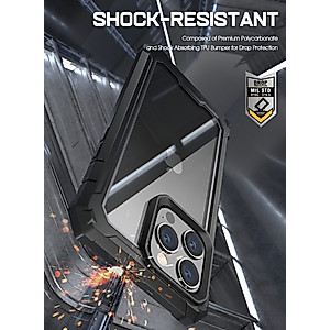 Poetic Guardian Case Compatible with iPhone 14 Pro Max 6.7 Inch, [20 FT Mil-Grade Drop Tested] Full-Body Shockproof Protective Rugged Clear Cover Case with Built-in Screen Protector, Black/Clear