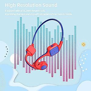 IKKO LOT ITB-X Kids Bone Conduction Headphones Bluetooth 5.2, Ear-Care Headsets for Children with Volume Limited 85dB & IP54 Waterproof for Indoor Outdoor iPad Tablet PC, Red