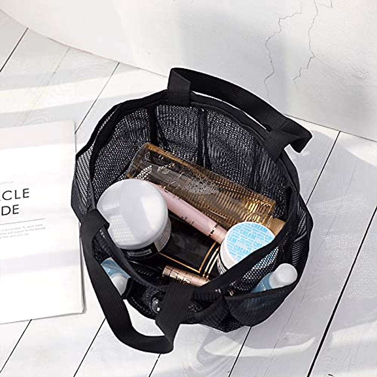 Mesh Shower Caddy Tote Quick Dry Shower Tote Bag for College Dorm Room Essentials Makeup Comestic Storage Basket with 9 Pocket Portable Travel Shoe Bag Set Toiletry and Bath Organizer Hanging Tote Bag