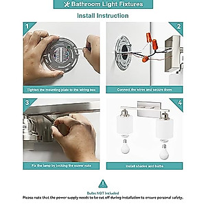 Sailstar 2-Light Bathroom Light Fixtures Over Mirror, Brushed Nickel Vanity Lights, Modern Bathroom Vanity Light, Glass Shade & Anti-Rust Nickel Finished, Bathroom Light for Small Space