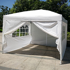 10'x10'EZ Pop UP Wedding Party Tent Folding Gazebo Canopy W/SIDES & Carry Bag