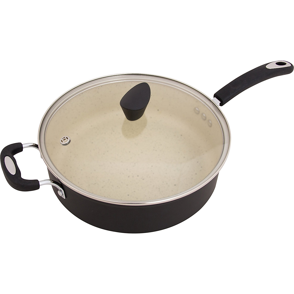 Ozeri All-In- One Stone Saucepan and Cooking Pot 100% APEO, GenX, PFBS, PFOS, PFOA, NMP and NEP-Free German-Made Coating, 5 L (5.3 Quart), Lava Black