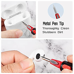 Airpod Cleaner Kit,Bluetooth Airpods Pro Earbuds Cleaning Kit Pen with Soft Brush Flocking Sponge,Multifunctional Earbuds Cleaning Tool for Airpods Cellphones,Upgraded Kits with Wet Dry Wipes (Black)