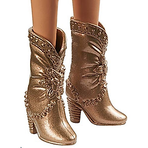 Barbie Fashionistas Doll #141 with Long Red Hair Wearing Tie-Dye Fringe Dress, Golden Boots & Earrings, Toy for Kids 3 to 8 Years Old