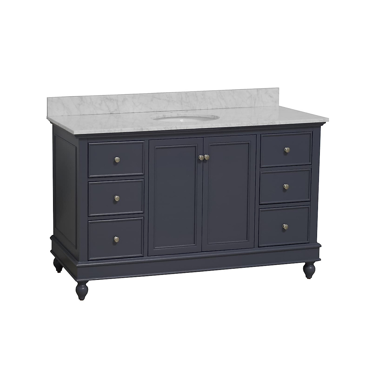 Kitchen Bath Collection Bella 60-inch Single Bathroom Vanity (Carrara/White): Includes White Cabinet with Authentic Italian Carrara Marble Countertop and White Ceramic Sink