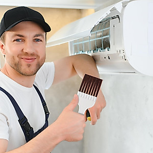 Gjinxi 2 Pcs Air Conditioner Condenser Fin Cleaning Brush, Small Refrigerator Radiator Coil Cleaning Whisk Brush, Plastic AC HVAC Evaporator Coil Cleaner Brush Tools