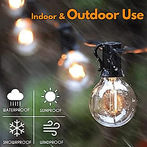 Patio Lights Outdoor Waterproof 50Ft (Connectable Up to 700 Ft) G40 Globe String Lights with 25 Shatterproof Dimmable LED Bulbs Indoor Outdoor Lights for Bistro Cafe Porch Backyard Balcony Garden Tent