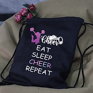 JYTAPP Cheer Drawstring Bag for Cheerleading Gifts Eat Sleep Cheer Gym Bag Cheer Team Gifts Cheerleading Practice Bag for Cheerleaders (black)