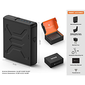 RPNB Gun Safe,Mounted Biometric Nightstand Handgun Safe with Quick Access Sliding Door, Pistol Safes for Wall Bedside Desk Vehicle with the Fingerprint, Keypad, Pistol Holder,Carbon Knight Series