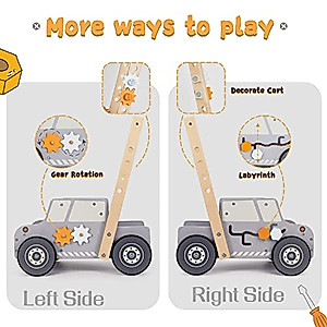 labebe Baby Push Walker, Tool Bench for Toddlers, Wooden Walker for Baby Boy and Girl, Kids Workbench, Baby Activity Center, Toddler Montessori Toys for 1-3 Year Old