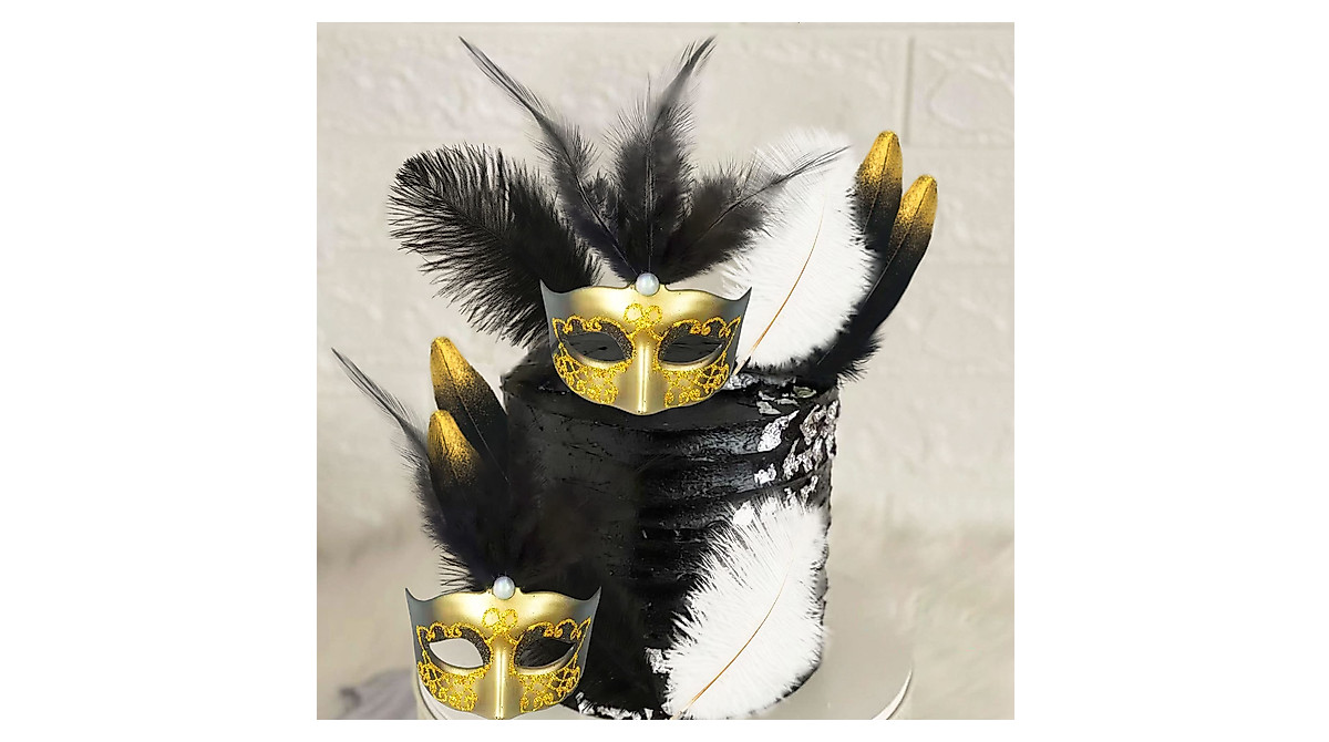 JeVenis Art Deco Cake Mask Decor - Perfect for Gatsby & Mask Parties