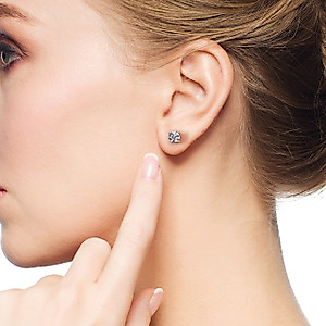 IGI Certified 10k White Gold 0.10ct to 2ct Round Diamond Stud Earring for Women by Diamond Hub (H-I, I2-I3)