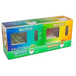 ZendoZones Fruit Fly Trap 2 Pack, Joyful Janet & Terrific Tabitha with White Base, Refillable and Reusable, Long-Lasting