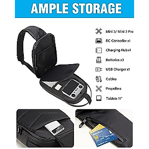 PEKREWS Mini 3 Pro Case, Waterproof Hard Carrying Case Portable Travel Drone Bag Sling Backpack Compatible with DJI Mini 3 Pro with RC Controller, Fly More Combo and Accessories, Black (Case Only)