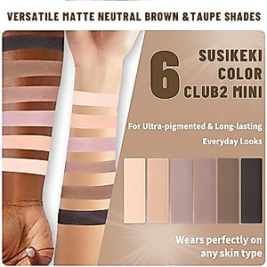SUSIKEKI 6 Colors Mini Naked Eyeshadow Makeup Palette Neutral Nude Smoky Eye Shadow Taupe & Brown Matte Make Up Pallet with Mirror Highly Pigmented Long Lasting Waterproof Travel Size Gift Kit 01
