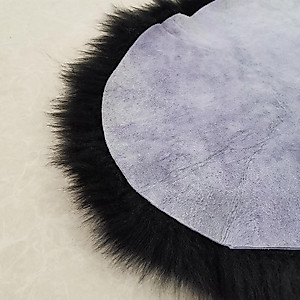 Champlus Sheepskin Rug 2.3x3.3 ft Genuine Australian Lambskin Area Rug, Real Fur Wool Rug Throw for Bedroom, Living Room, Kid's Room, Single Pelt - Black