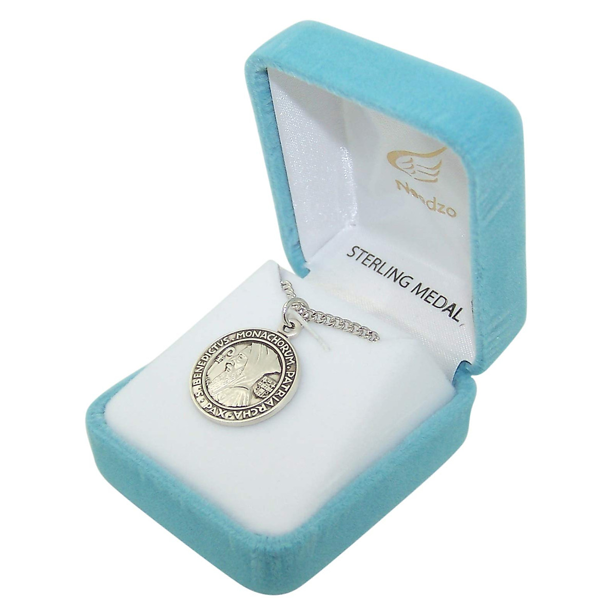 Sterling Silver Saint Benedict Round Jubilee Medal Pendant, 9/10 Inch