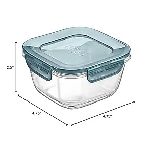 Bormioli Rocco Frigoverre Evolution Collection - 4.75-Inch Square Container - 42cl (14.25 oz.) - Grey