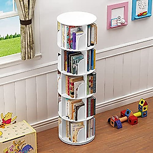 5 Tier 360° Rotating Stackable Shelves Bookshelf Organizer (White)