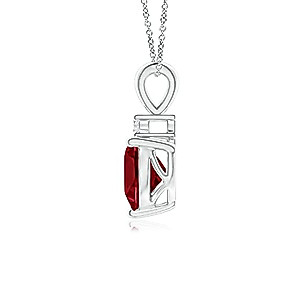 Angara Natural Garnet Solitaire Pendant Necklace for Women in 14K White Gold (Grade-AA | 6mm) January Birthstone Jewelry Gift for Women | Birthday | Wedding | Anniversary