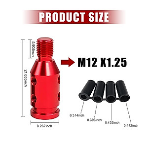 UGSHY 1 PC M12 x 1.25 Universal Shift Knob Adapter, Aluminum Alloy Transmission Gear Stick Shift Connector, for Non Threaded Shifters (Red)
