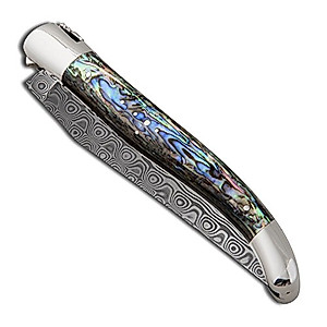 Laguiole knife abalone handle with Damascus blade - Direct from France