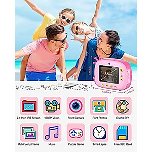 Kids Camera Instant Print, 2.4-inch Screen 12MP / 1080P HD Kids Digital Camera, Kids Toddler Camera, Boys Girls Christmas Birthday Gifts for 3 4 5 6 7 8 9 10 11 12 Year Old